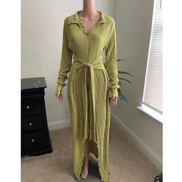 Hot Miami Styles | Dresses | Ribbed Lime Green Duster Altered | Poshmark